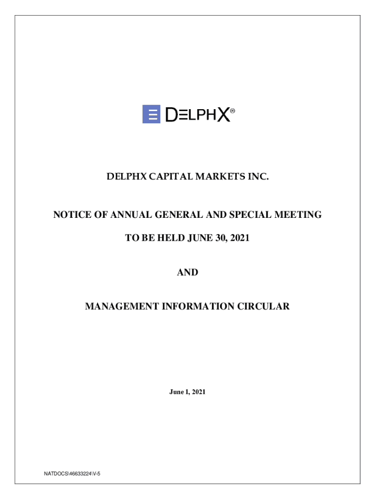 Fillable Online DELPHX CAPITAL MARKETS INC. Fax Email Print - pdfFiller