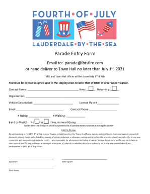 FL Parade Entry Form - Town Of Lauderdale-By-The-Sea 2021-2025 - Fill ...