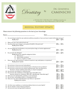 Fillable Online Medical History Update.docx Fax Email Print - pdfFiller