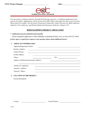 Fillable Online EDC - Universal Application for Redevelopment Projects ...