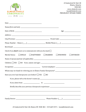 Fillable Online Pregnant intake form Fax Email Print - pdfFiller
