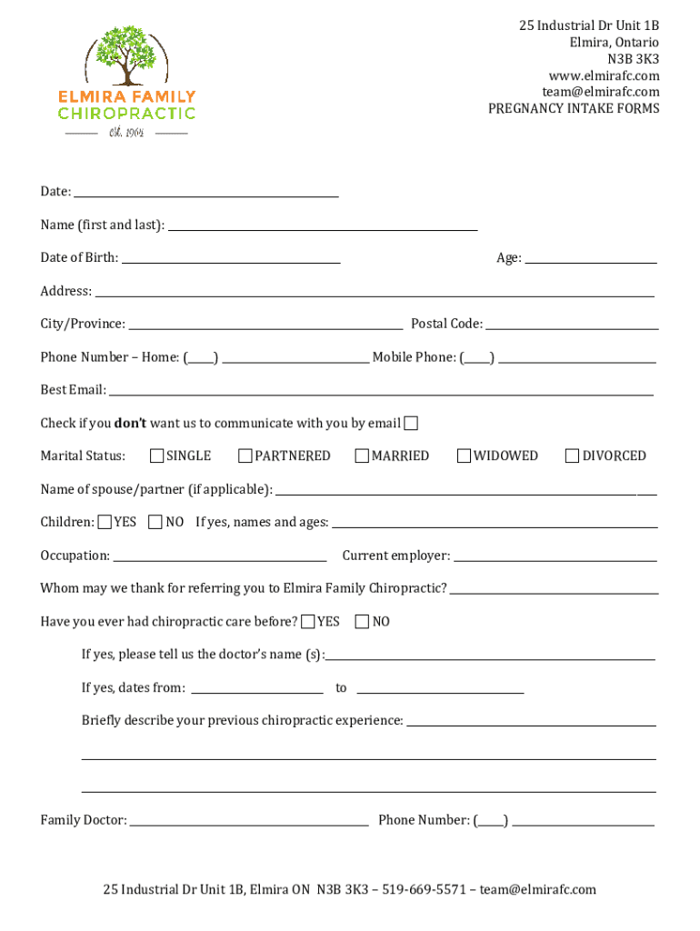 Fillable Online Pregnant intake form Fax Email Print - pdfFiller