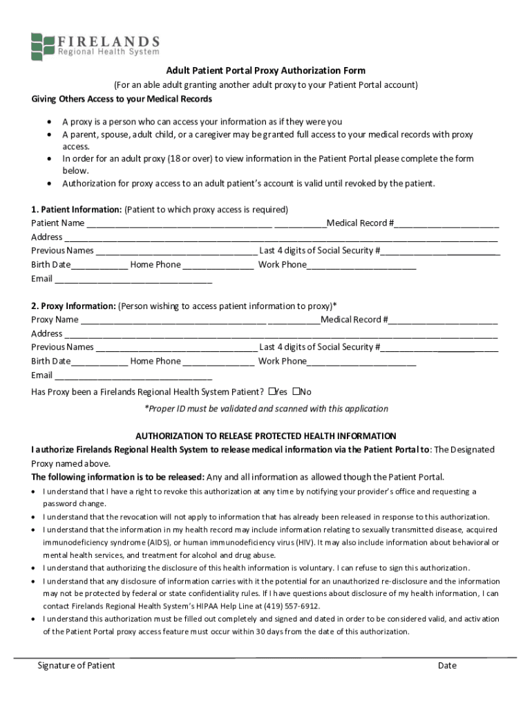 Fillable Online Patient Portal Proxy Authorization - Charlotte County ...