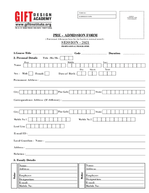 Fillable Online GDA Admission Form 2021.cdr Fax Email Print - pdfFiller
