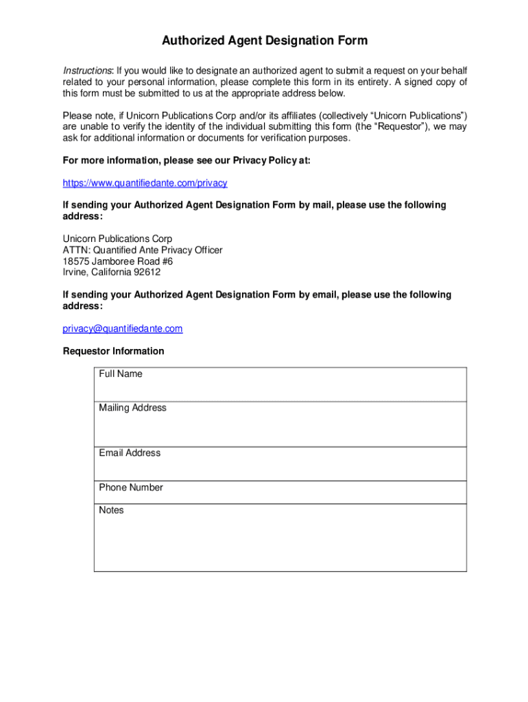 Fillable Online QA Authorized Agent Request Form Updated January 1 2021 ...