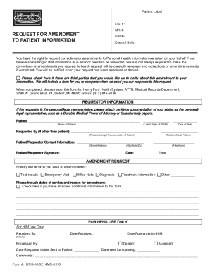 Fillable Online Patients Request for Amendment of Patient Information ...