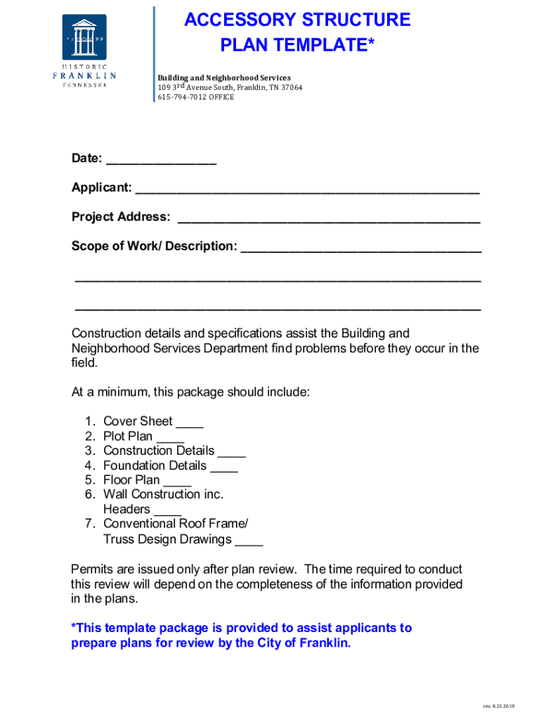 Fillable Online Accessory Building Plan Template Fax Email Print ...