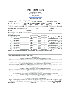 Fillable Online Trail Riding Form Fax Email Print - pdfFiller