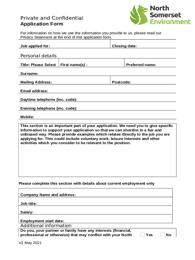 Private and Confidential Application Doc Template | pdfFiller