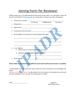 Fillable Online Reviewer Joining form.docx Fax Email Print - pdfFiller