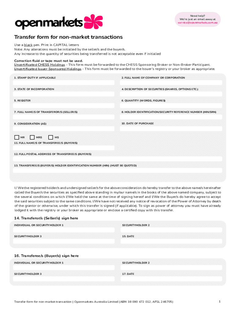 Fillable Online Transfer form for non-market transactions - assets-au-01 ... Fax Email Print ...