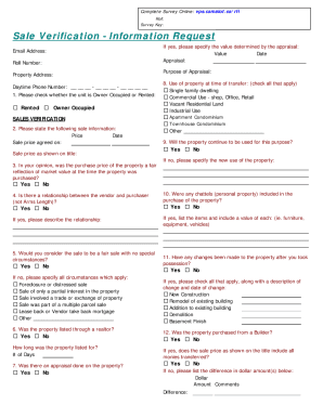 Fillable Online Roll: Survey Key: Sale Verification - Information ...