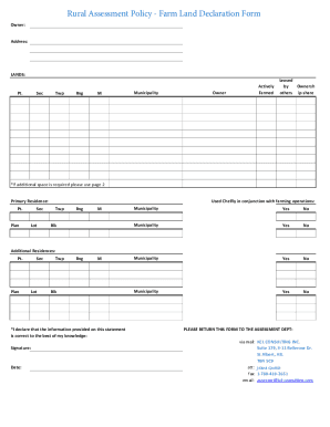 Fillable Online Farm Land Declaration Form.xls Fax Email Print - pdfFiller