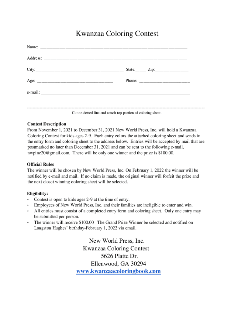 Fillable Online Fillable Online bank coloring contest rules form Fax ...