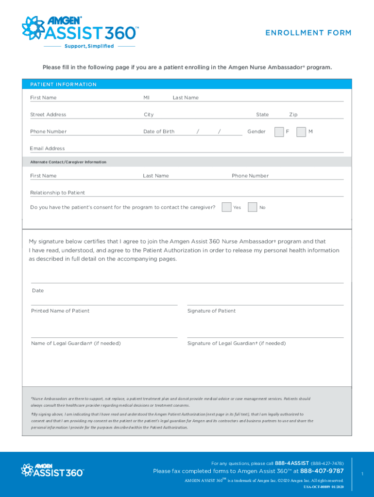 Fillable Online amgen assist 360 enrollment form - e-pres.di.uoa.gr Fax ...