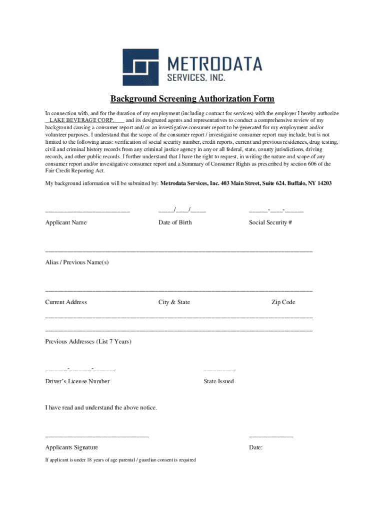 Fillable Online Background Authorization Form - Kenyon College Fax Email Print - pdfFiller