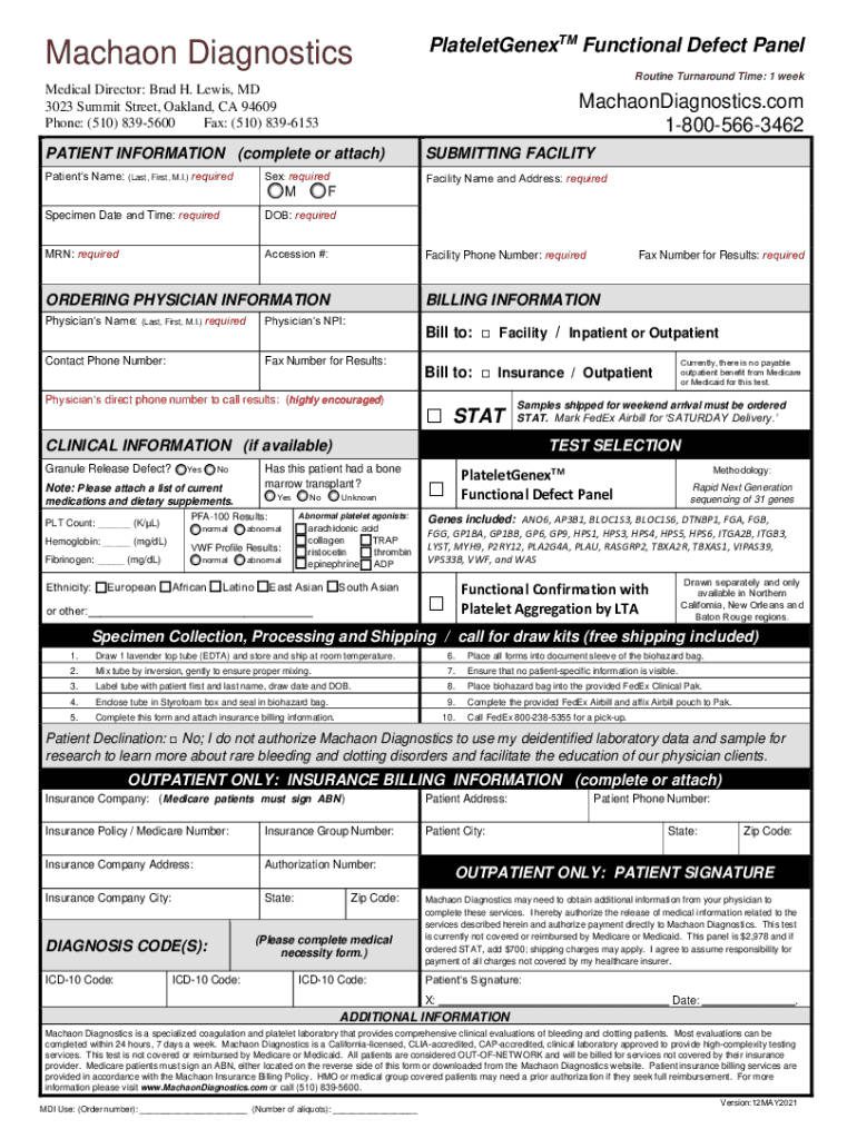Fillable Online Standard Order Form 24JAN2018 - Machaon Diagnostics Fax ...