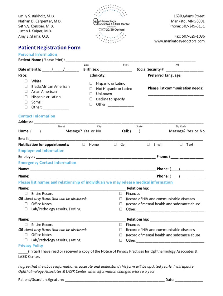 Fillable Online Authorization to Release Protected ... - Mankato Eye ...