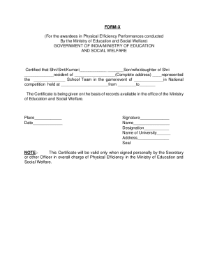 Fillable Online Form-X for Social Welfare For the awardees in Physical ...