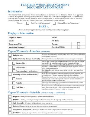 Fillable Online Flexible Work Arrangement Documentation Form Fax Email ...