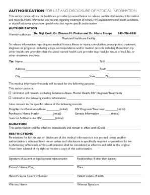 Fillable Online PRC Authorization for the Use and Disclosure of Medical ...