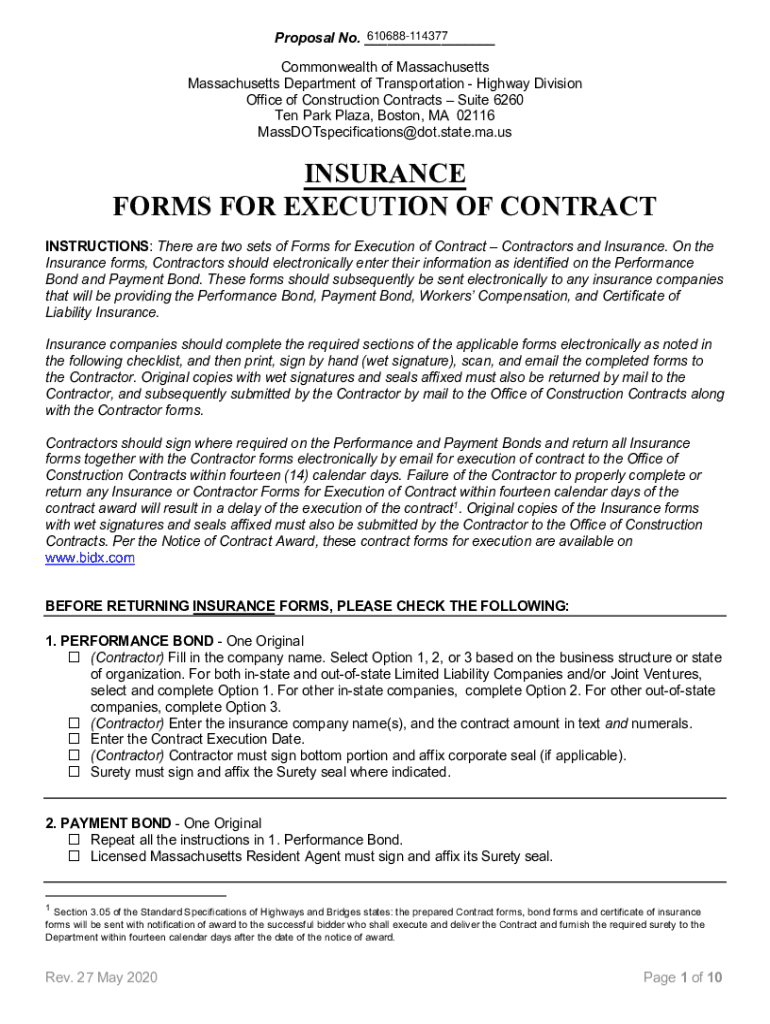 Fillable Online INSURANCE FORMS FOR EXECUTION OF CONTRACT Fax Email ...