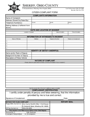 Fillable Online Citizen Complaint Form.xls Fax Email Print - pdfFiller