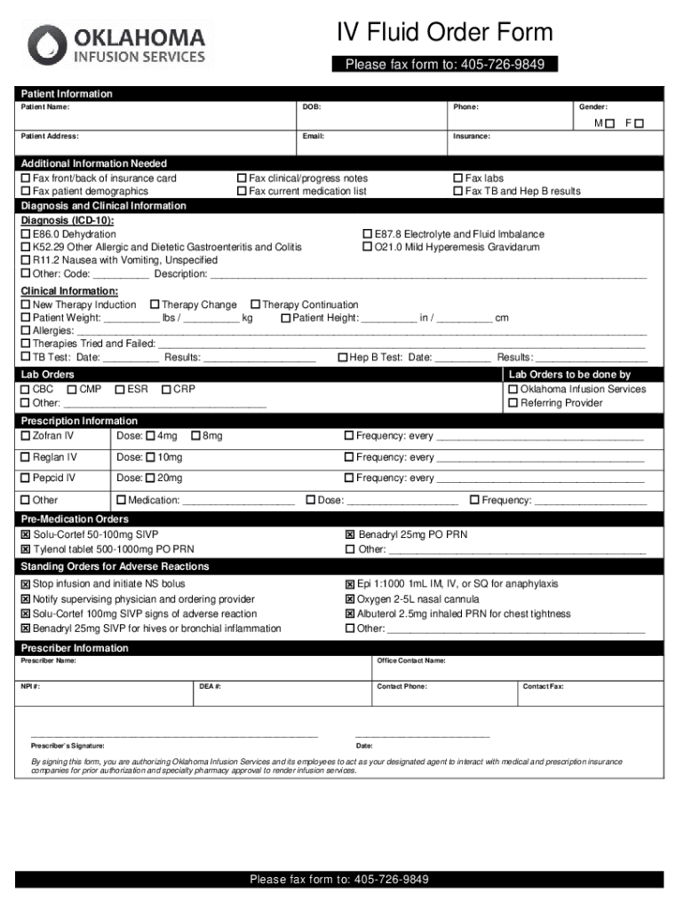 Fillable Online Order Form - okinfusion.com Fax Email Print - pdfFiller