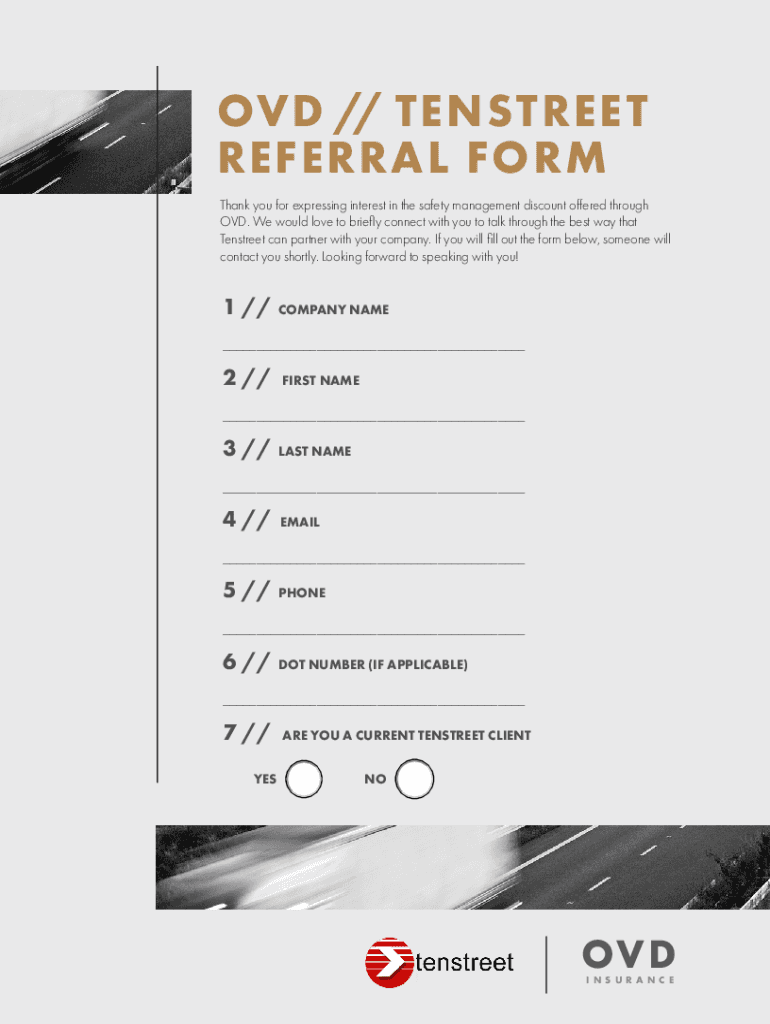 Fillable Online 1 // OVD // TENSTREET REFERRAL FORM Fax Email Print ...