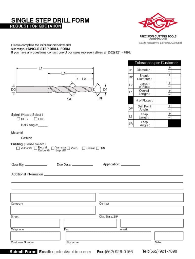 Fillable Online Single Step Drill Form Fax Email Print - pdfFiller