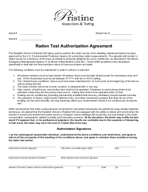 Fillable Online Pristine radon authorization form Nov 2020 Fax Email ...