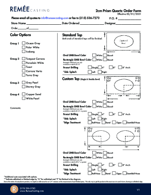 Fillable Online 2cm Prism Quartz Order Form - remeecasting.com Fax ...