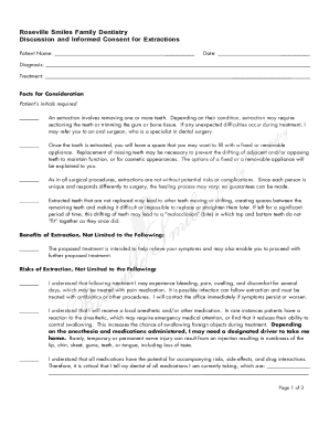 Fillable Online Sample Form: Discussion and Consent for Extraction Fax ...
