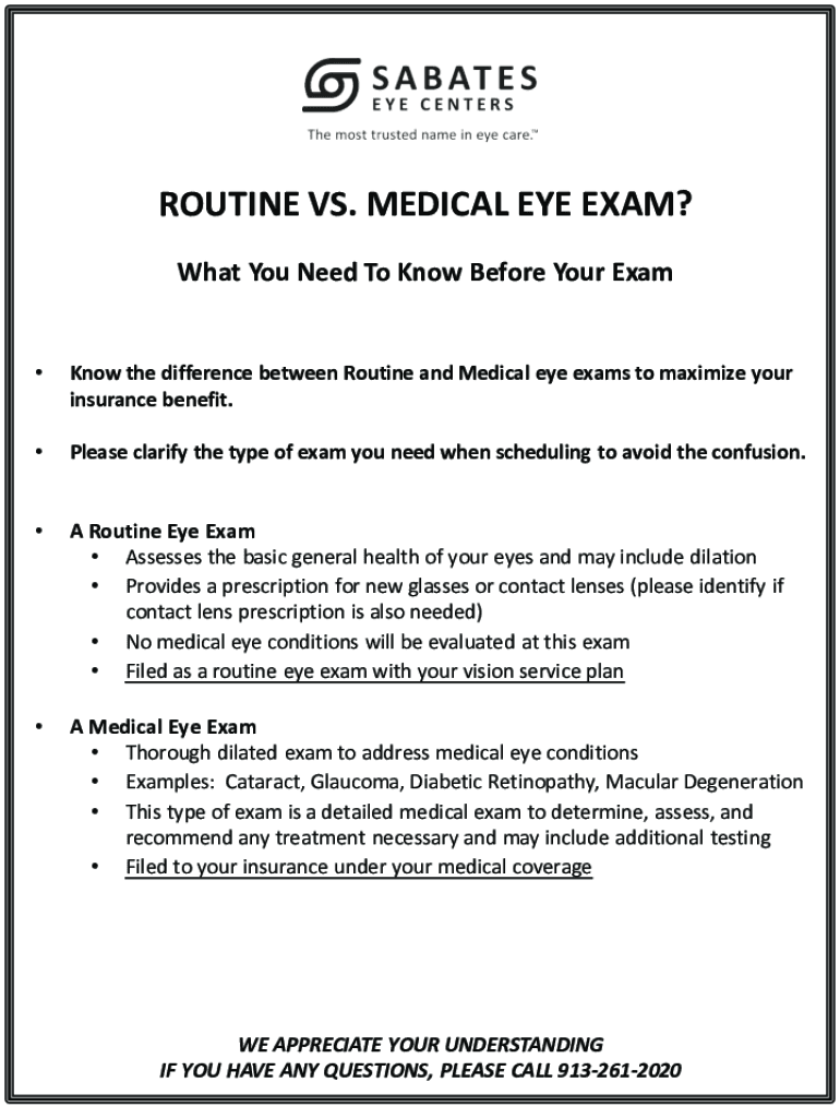 Fillable Online A Medical Eye Exam Vs A Routine Vision Exam What s fillable-online-a-medical-eye-exam-vs-a-routine-vision-exam-what-s