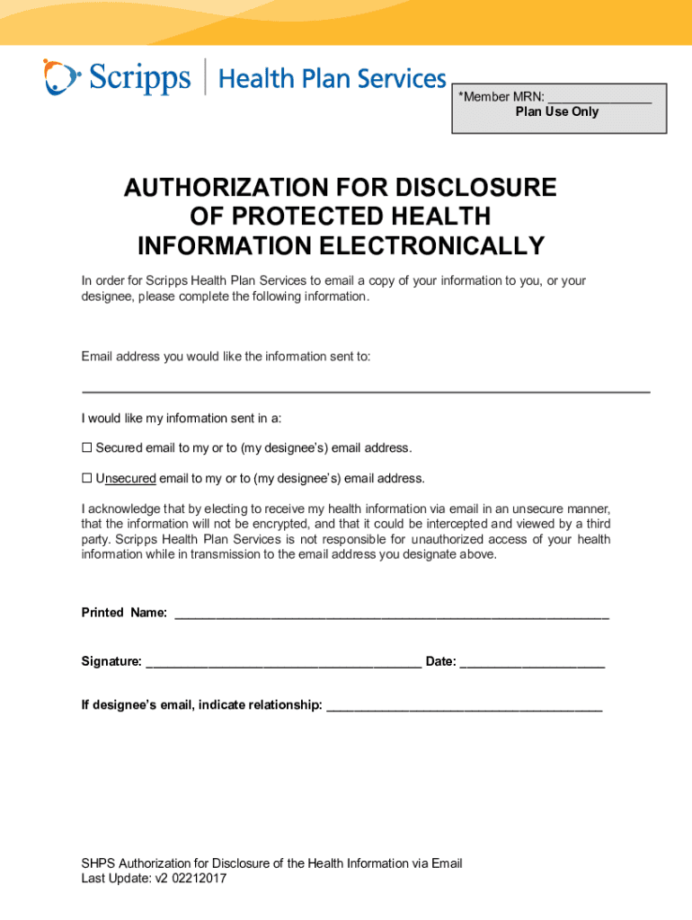 Fillable Online Authorization for Disclosure of Protected Health ...