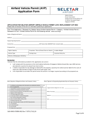 Fillable Online Airfield Vehicle Permit (AVP) Application Form Fax ...