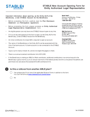 Fillable Online Stable New Account Opening Form for Entity Authorized ...