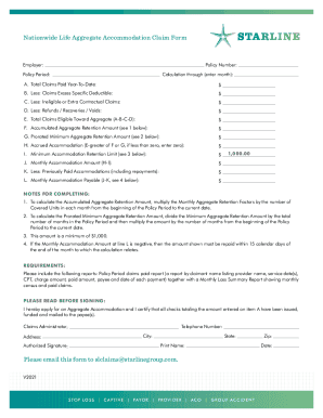 Fillable Online Nationwide Life Aggregate Accommodation Claim Form Fax ...