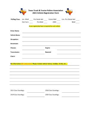 Fillable Online 2021 TTTPA VEHICLE REGISTRATION FORM Fax Email Print ...