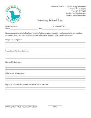 Fillable Online UR Veterinary Referral Form PDF Fax Email Print - pdfFiller