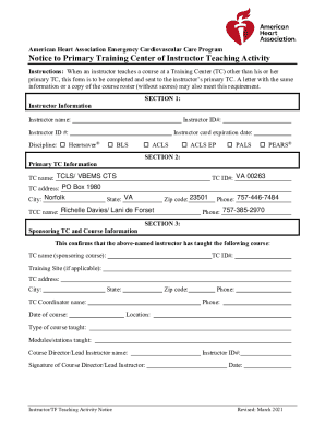 Fillable Online AHA Instructors American Heart Association CPR & First ...