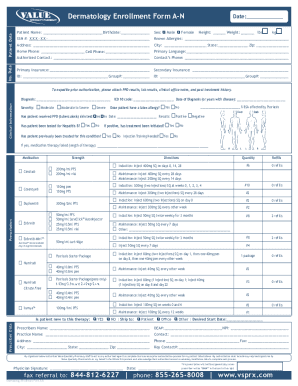 Fillable Online Dermatology Enrollment Form A-N Fax Email Print - pdfFiller