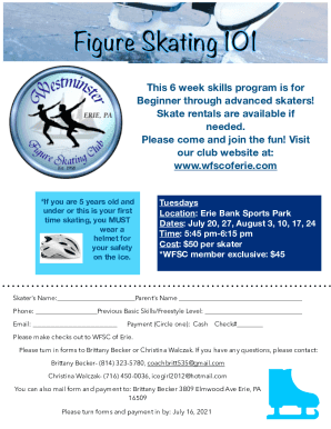 Fillable Online New Figure Skating 101 Sign up form Fax Email Print ...