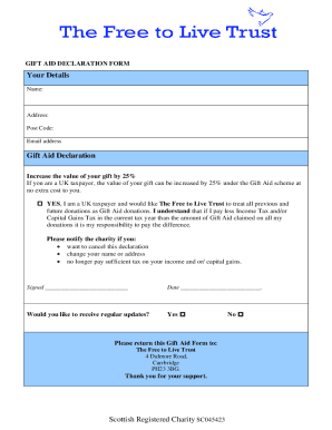 Fillable Online Gift Aid Declaration Form - rnc.ac.uk Fax Email Print ...