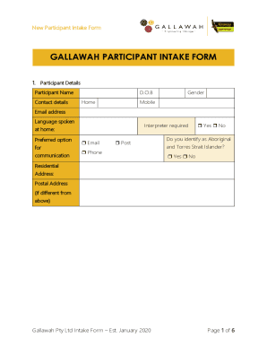 Fillable Online GALLAWAH PARTICIPANT INTAKE FORM Fax Email Print ...