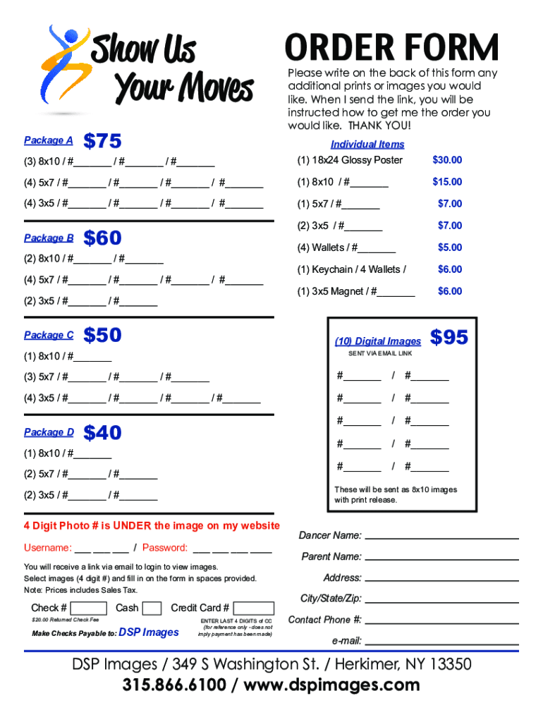 Fillable Online CLASS OF 2020 Senior Portrait Order Form Fax Email ...