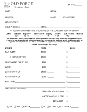 Fillable Online Fun Shoot Entry Form Template Fax Email Print - pdfFiller