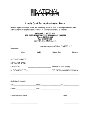 Fillable Online Credit Card Fax Authorization Form Fax Email Print ...