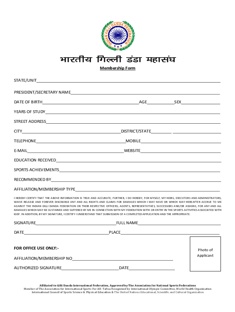 Fillable Online IGDF Membership Form Fax Email Print - pdfFiller