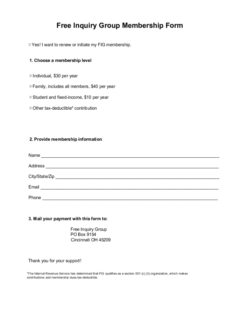 Fillable Online Free Inquiry Group Membership Form Fax Email Print - pdfFiller